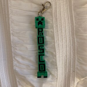 Minecraft Creeper Personalized Custom Name Tag Keychain | Etsy