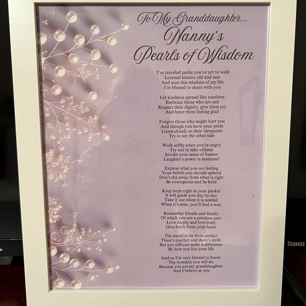 Grandma’s Advice Poem for Granddaughter | Pearls of Wisdom Printable ...