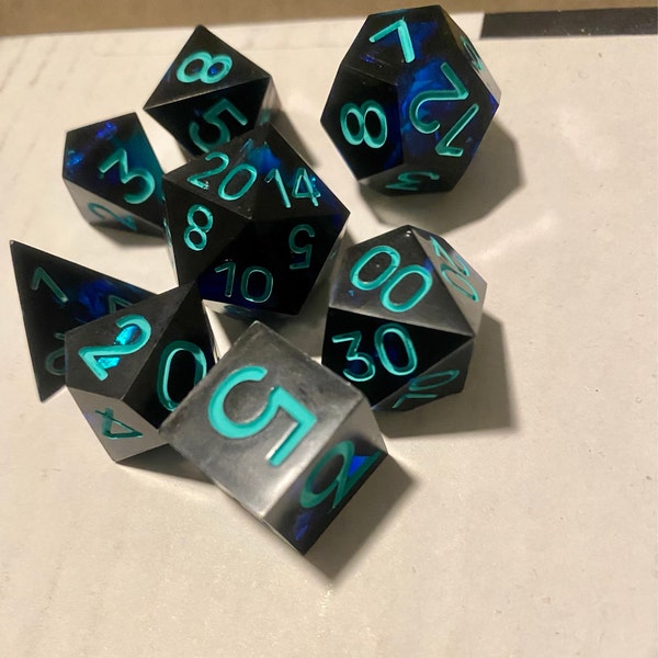Lightning Storm | Handmade | Sharp Edge Dice Set | Dungeons & Dragons ...