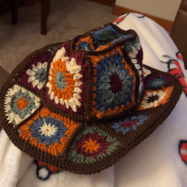 PATTERN ONLY- Crochet Cowboy Hat, Granny Square Cowboy Hat - Etsy
