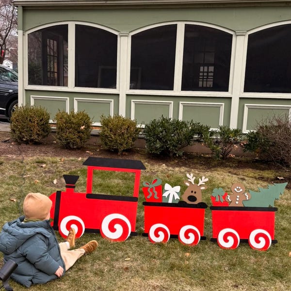 Christmas Train | Outdoor Winter Decor | Yard Art | Winter Decoration ...