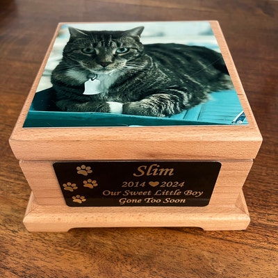 Memorial Pet Urn, Wooden Cat Cremation Urn With Custom Engraving - Etsy