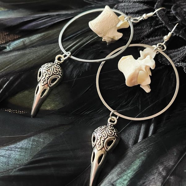Real Deer Vertebrae Bone Silver Sword Gothic Fantasy Earrings - Etsy