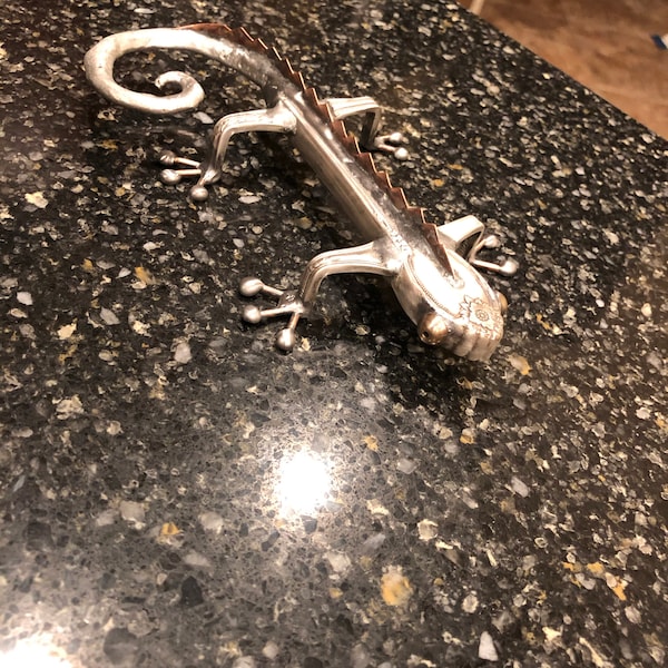 Lizard Silveware Sculpture Vintage Silverplated Metal Silverware Animal ...