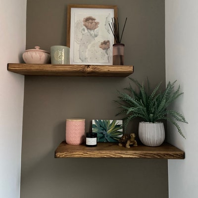 Rustic Floating Shelf Hand Crafted Solid Wood Shelf Custom Lengths - Etsy