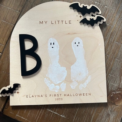 DIY Halloween Footprint Art Babys First Halloween Keepsake Gift for Mom ...
