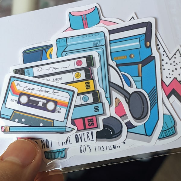 1980's Sticker Set, 80's Nostalgia Stickers, Matt Vinyl Decals, 80's ...