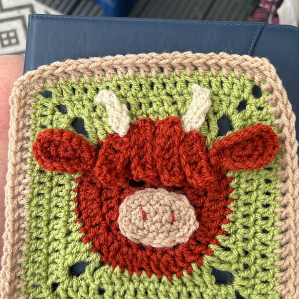 Highland Cow Granny Square Crochet Pattern With Video: Farm Animal Baby ...