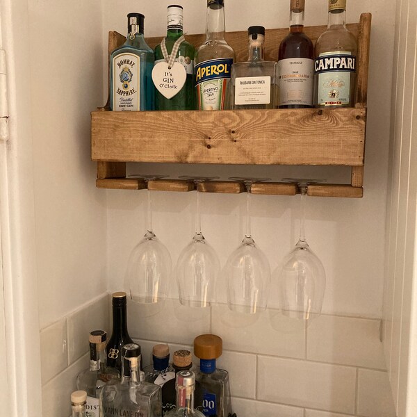 Wall Mounted Home Bar, Drinks Rack, Gin Rack, Cocktail Cabinet, Wine ...