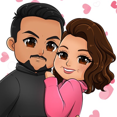 Cute Couple Portrait, Chibi Commission, Chibi Style Portrait, Custom ...