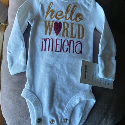 Baby Shower Gift, Hello World Personalized Bodysuit With Headband, NO ...