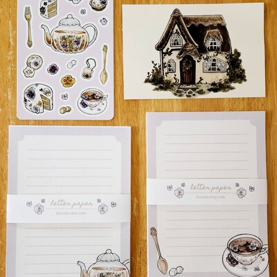 Floral Tea Pot Letter Paper Sheets Aesthetic Letter Writing Set Tea ...