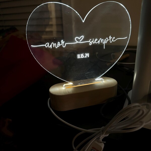 Custom Heart Led Light Personalized Valentines Gift Light up Sign Logo ...