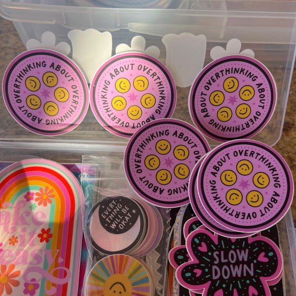 Overthinking About Overthinking Laptop Sticker, Over-thinker Sticker ...