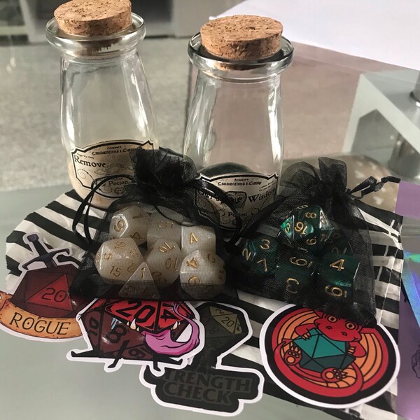 Owl's Wisdom | Dnd Potion Bottle Dice Set | Green Swirl Polyhedral Set ...