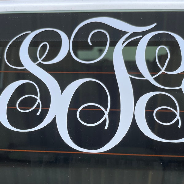 Vine Monogram Vinyl Car Decal Sticker | Monogram Window Sticker ...