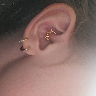 16g Dainty Snake Daith Earring, Daith Hoop, Daith Ring Clicker, G23 ...