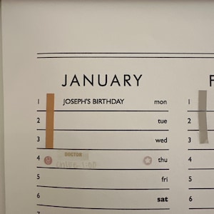 Perpetual Birthday Calendar, Wall Planner Botanical Leaves Green ...