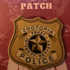 Zootopia Police Badge Inspired Iron on Patch - Etsy