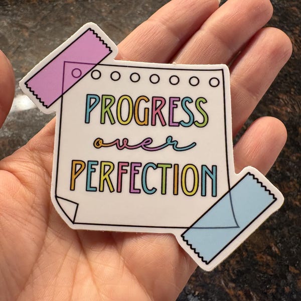 Progress Over Perfection Sticker, Motivational Sticker, Teacher Sticker ...