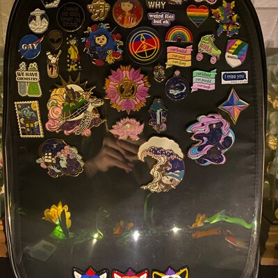 Pin Display Backpack, Luxury PU Leather Itabag Backpack, Clear Vinyl ...