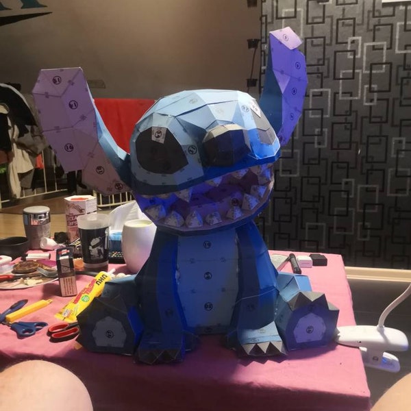 Stitch Paper Craft, Digital Template, Origami, PDF Download DIY, Low ...