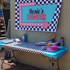 1950s Diner Party Sign 50s Birthday Party Poster Printable Sock Hop Party Backdrop Retro Diner ...