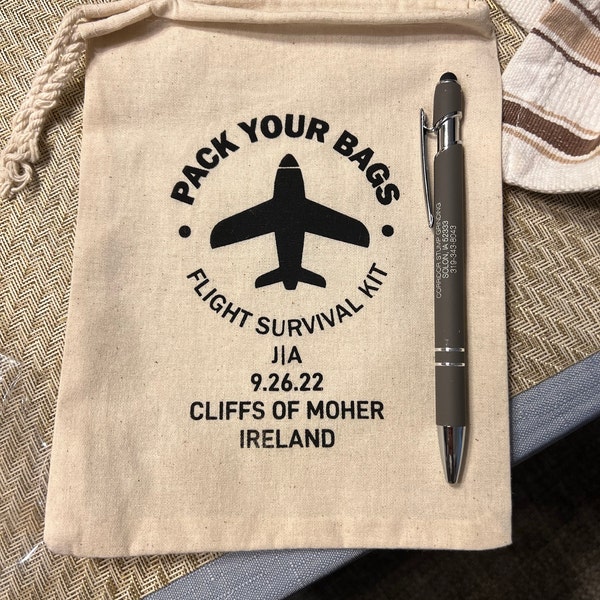 Custom Pack Your Bags-flight Survival Kit-destination Wedding Favor ...