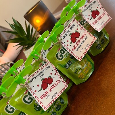 Applesauce Valentines, Applesauce Tags, Printable Valentines, Toddler ...