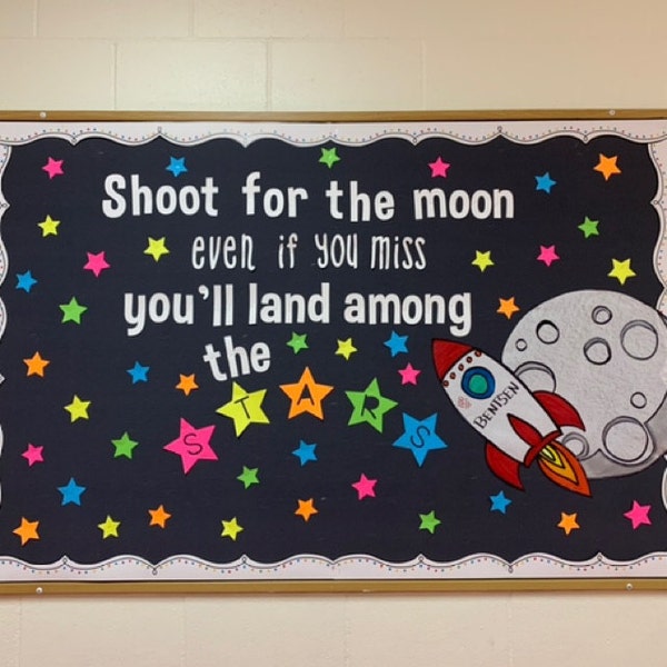Shoot for the Moon, Bulletin Board, Paper Letters, Teacher Tool, Back ...