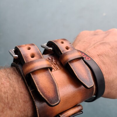 Men's Wrist Watch, Leather Watch, Leather Cuff Watch, Steampunk Watch ...