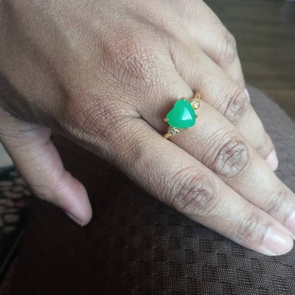 Vintage Lucky Green Nephrite Jade Heart Gold Bronze Ring - Etsy