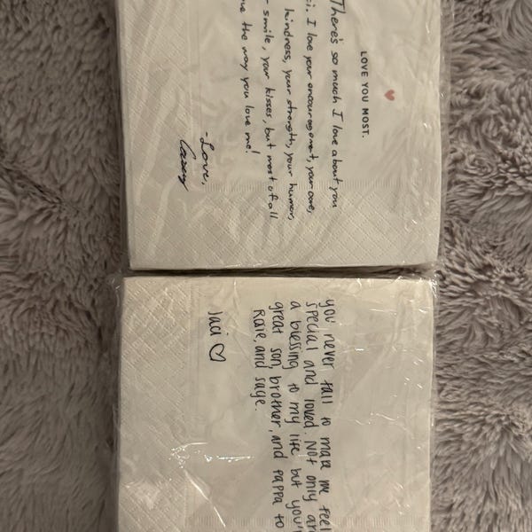 Custom Love Note Handwriting Napkins, Personalized Handwritten Note ...