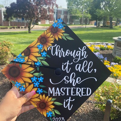 She Mastered It Grad Cap Topper Graduation Gift Tassel Custom Grad ...