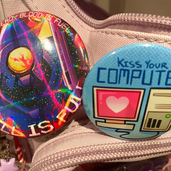 Kiss Your Computer - Objectum/robot Lover 44mm Button Pin/badge - Etsy