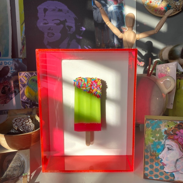 Popsicle Shadow Box, Pop Art Wall Hanging, Nursery Wall Art, Home Decor ...