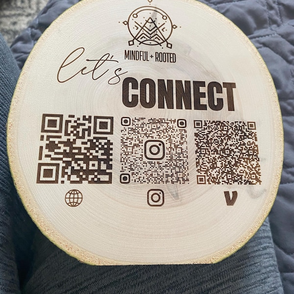 QR Code Wood Slice Social Media Sign - Airbnb Vrbo Signage - Social ...
