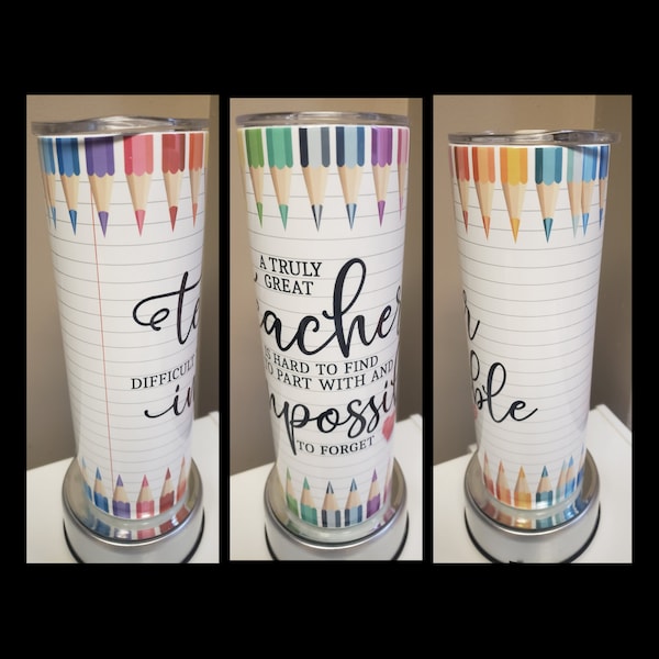 20 Oz Skinny Tumbler Rainbow Pencils Teacher Tumbler Crayons Teacher ...