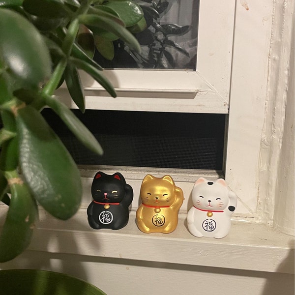 Ceramic Lucky Cat Set Lucky Cats for Luck, Happiness, Wealth and ...