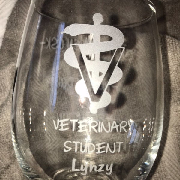 Veterinary Vet Veterinarian Student Glass Etched FREE Personalization ...