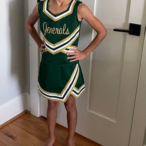 Green & White Cheer Uniform, Customized Cheerleading Uniform, Girls ...