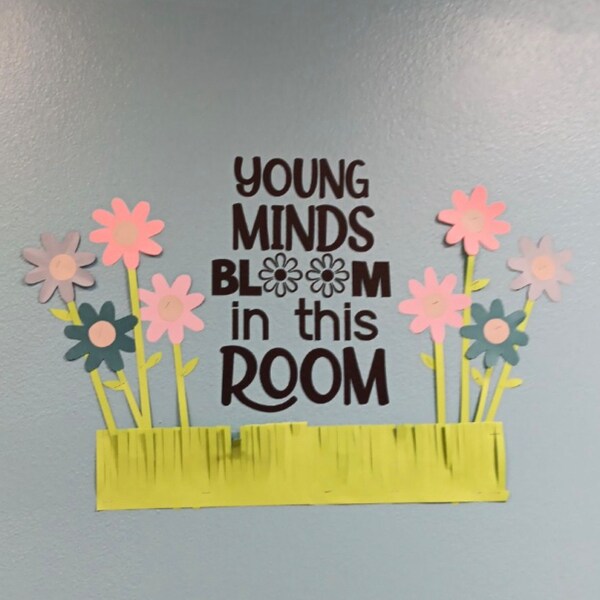 Young Minds Bloom in This Room Classroom Door Vinyl Wall Decal School ...