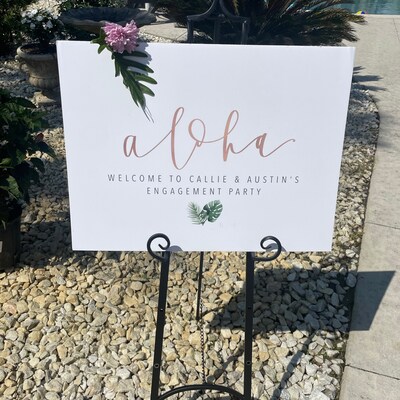 TROPICAL ALOHA WELCOME Party Sign Tropical Shower Hawaiian Party Baby ...