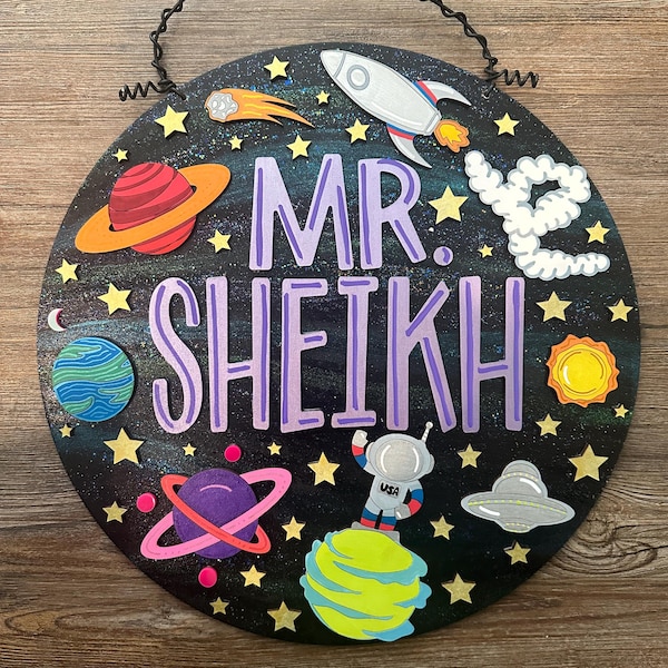 Customized Space Themed Sign - Laser Cut - Teacher Sign - Classroom ...