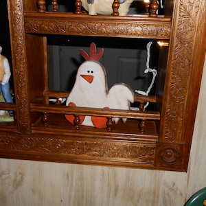 Primitive Wooden Chicken - Country Decor - Wood Shelf Sitter - Grungy ...