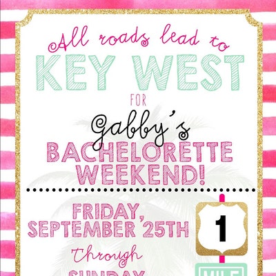 Key West Bachelorette Beach Weekend With Itinerary Template - Etsy