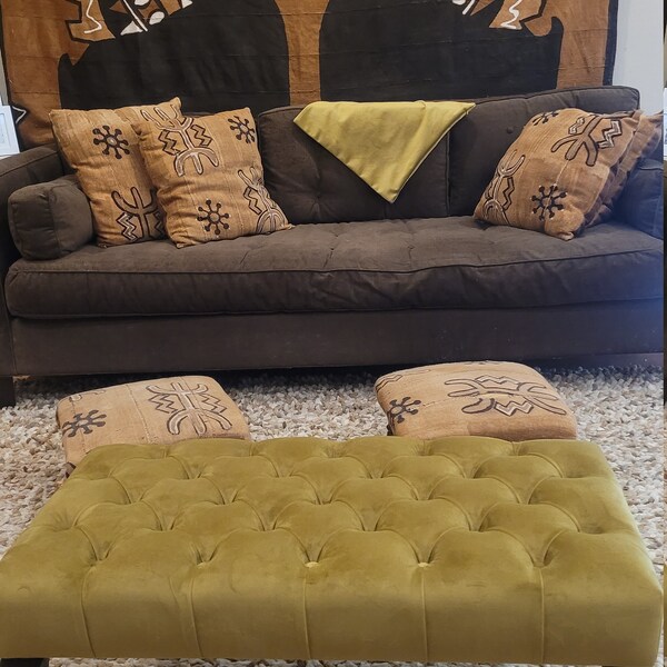 Mustard Yellow Chesterfield Bench Ottoman | Entryway Bench Ottoman ...
