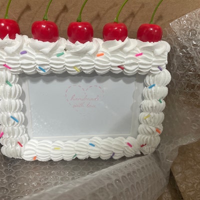 Fake Cake Photo Frame White With Colorful Sprinkles and Cherries on Top ...