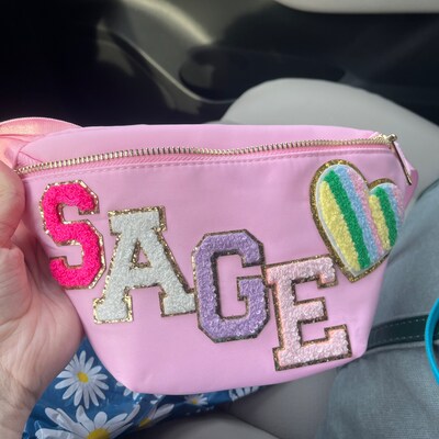 Personalized Nylon Belt Bag Chenille Letter Patch Belt Bag Custom Belt ...