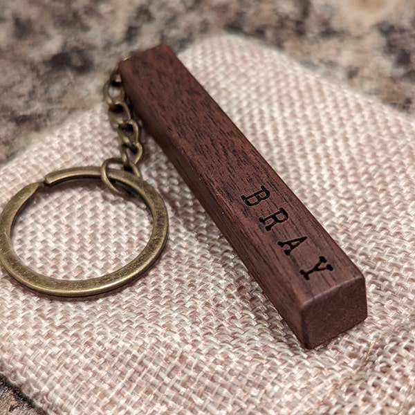 Wood Bar Key Chain - 4 Sided Engraved Keychain for New Home Car ...